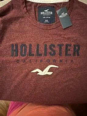 Hollister | Shirts | Hollister Maroon Heather Crewneck With Navy ...
